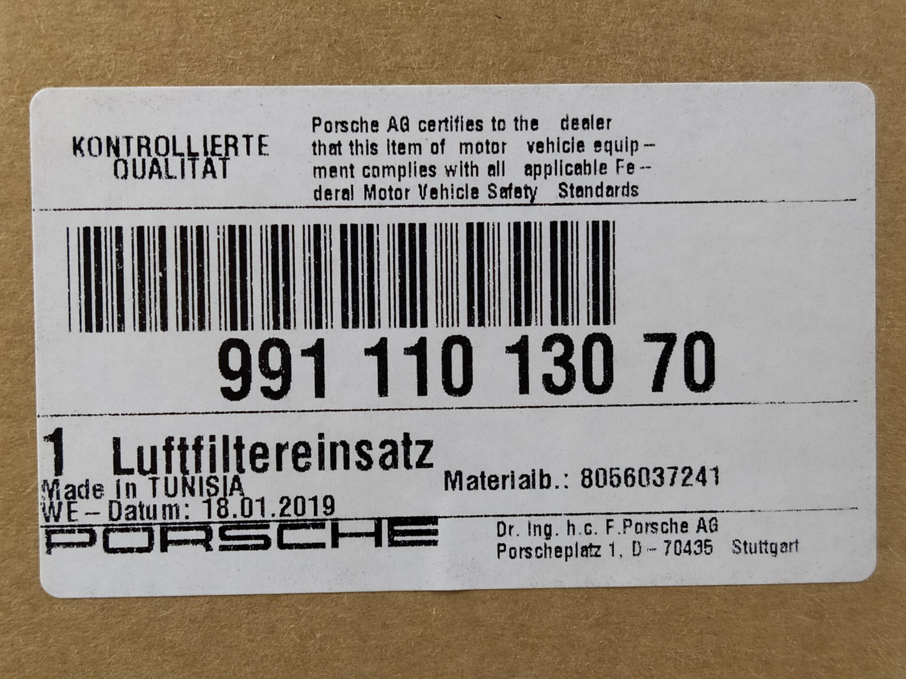 OE PORSCHE FILTR POWIETRZA PORSCHE 911 991 GT2 RS - Filtr, wentylacja ...